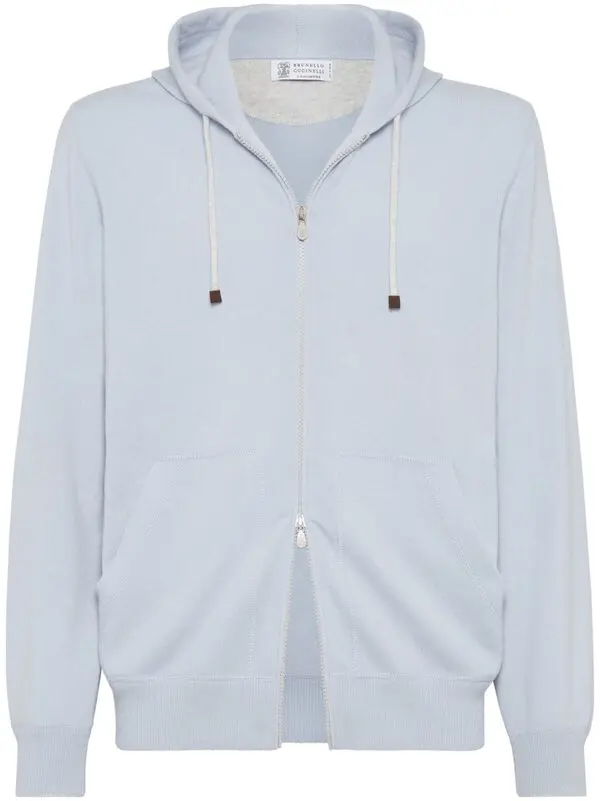 Brunello Cucinelli Zip-up Cashmere Hoodie - Blue