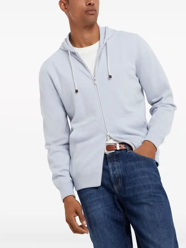 Brunello Cucinelli Zip-up Cashmere Hoodie - Blue
