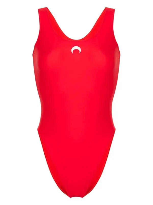 MARINE SERRE Moon-print Swimsuit - Red