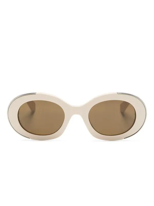 Alexander McQueen Oval-frame Sunglasses - Neutrals