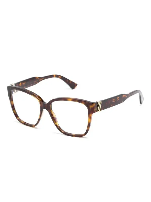Cartier Double C Rectangle-frame Glasses - Brown
