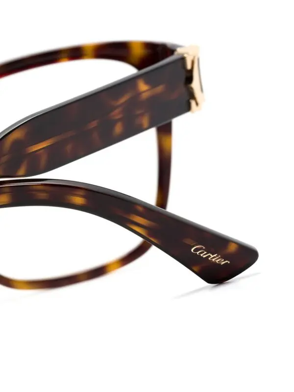 Cartier Double C Rectangle-frame Glasses - Brown