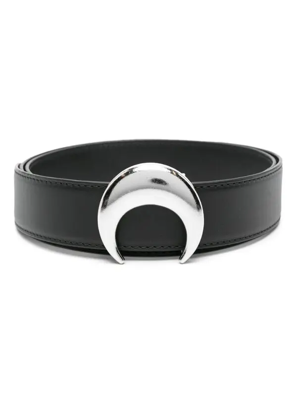 MARINE SERRE Moon-buckle Leather Belt - Black