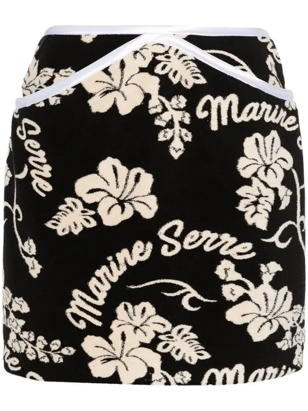 MARINE SERRE Patterned Jacquard Mini Skirt - Black