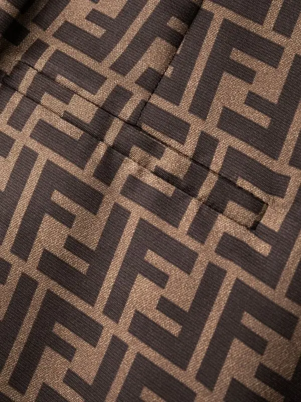 Fendi Ff Motif Silk Palazzo Trousers - Brown