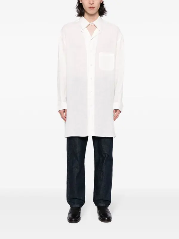 Yohji Yamamoto Contrast-stitching Linen Shirt