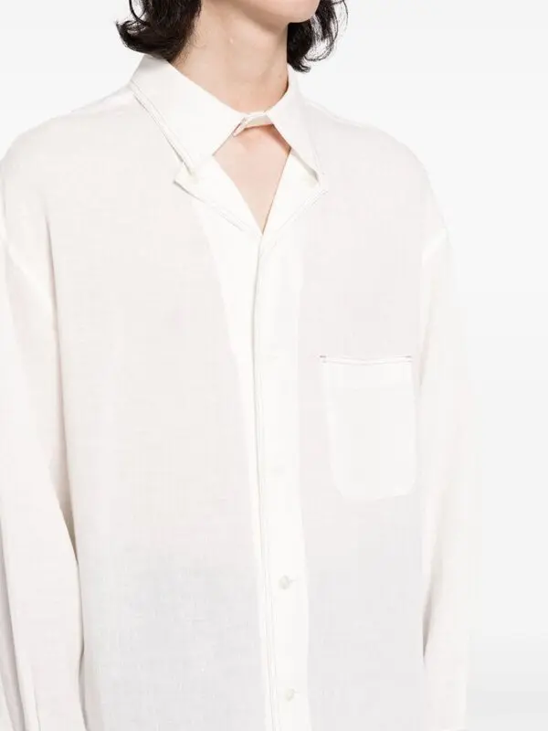 Yohji Yamamoto Contrast-stitching Linen Shirt