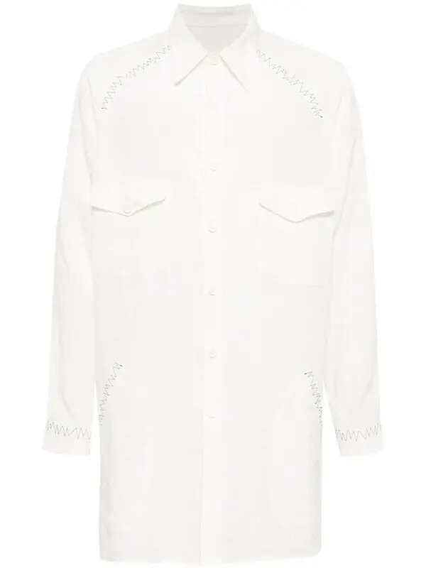 Yohji Yamamoto Contrast-stitching Linen Shirt
