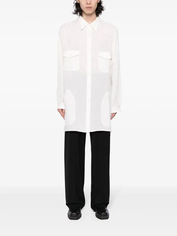 Yohji Yamamoto Contrast-stitching Linen Shirt