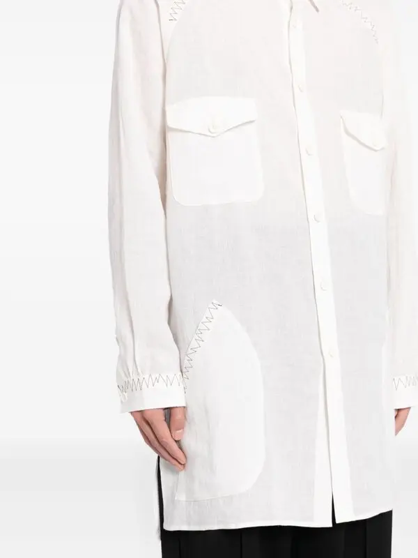 Yohji Yamamoto Contrast-stitching Linen Shirt