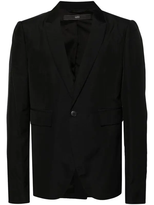 SAPIO Single-breasted Jacquard Blazer - Black