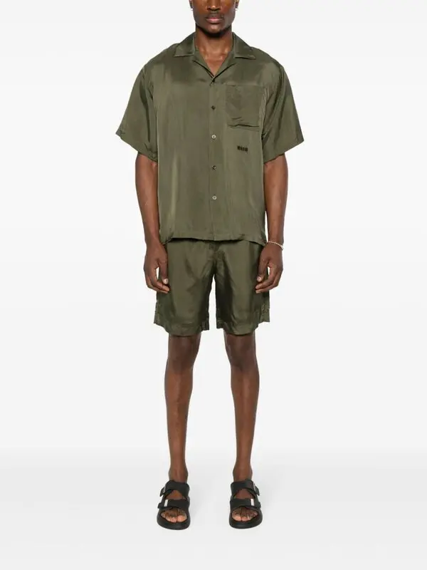 MSGM Embroidered-logo Track Shorts - Green