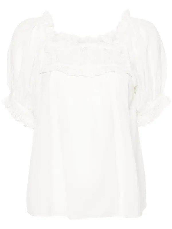 DÔEN Frances Lace-detailed Blouse - White