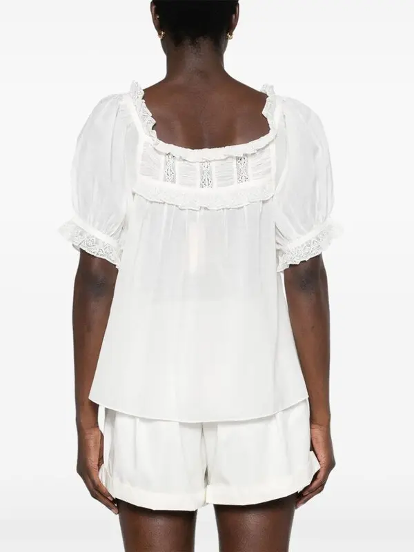 DÔEN Frances Lace-detailed Blouse - White