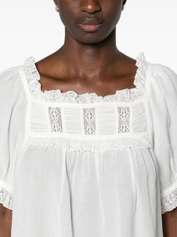 DÔEN Frances Lace-detailed Blouse - White