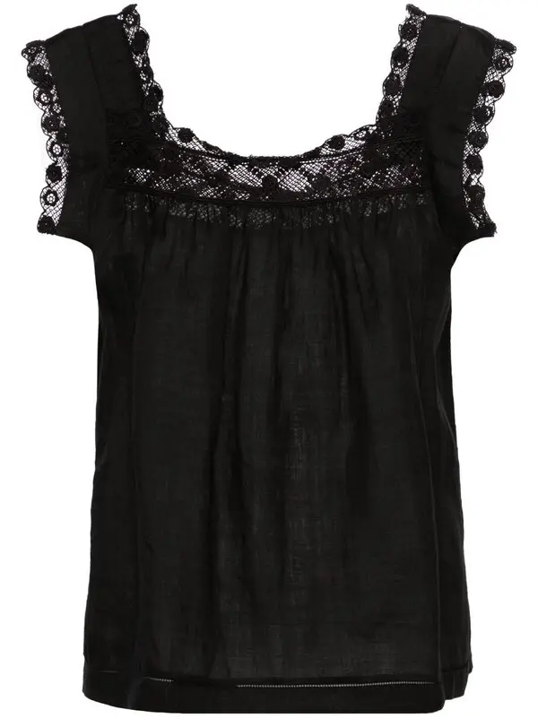 DÔEN Aphra Crochet-trim Blouse - Black