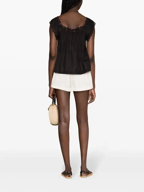 DÔEN Aphra Crochet-trim Blouse - Black