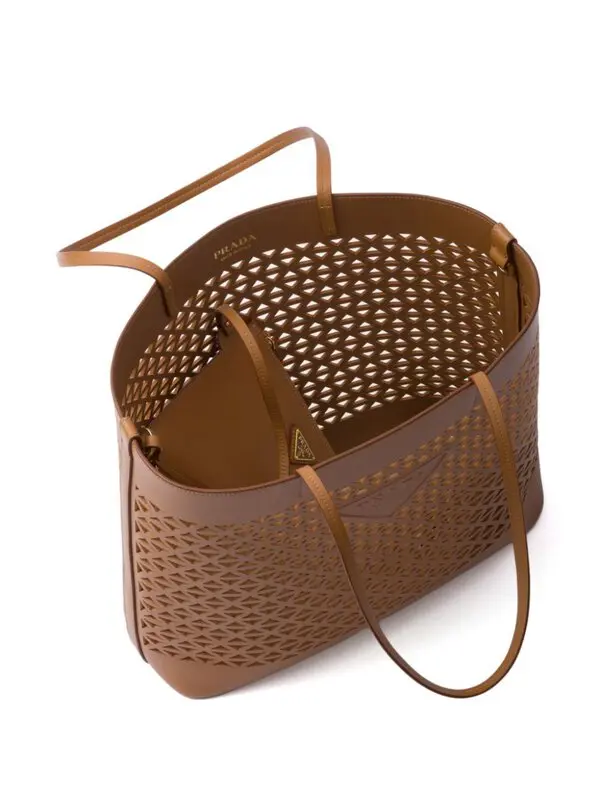 Prada Leather Tote Bag - Brown