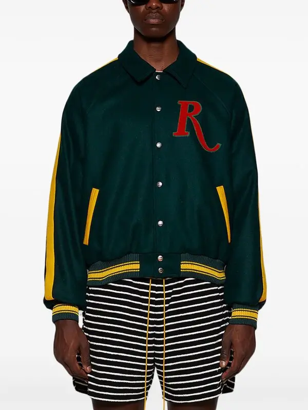 Rhude Varsity Wool Bomber Jacket - Green