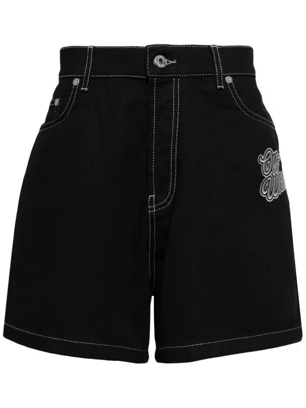 Off-White Logo-appliqué Denim Shorts
