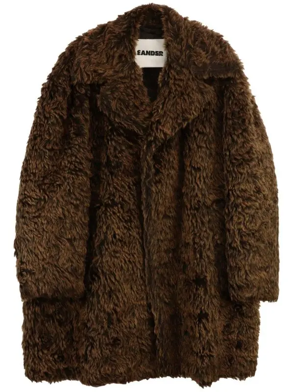 JIL SANDER Single-breasted Faux-fur Coat - Brown