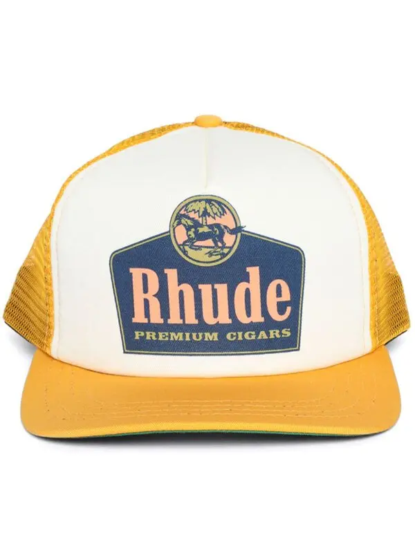 Rhude Logo-print Cotton Trucker Cap - Yellow