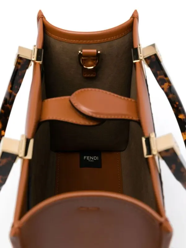 Fendi Small Sunshine Leather Tote Bag - Brown