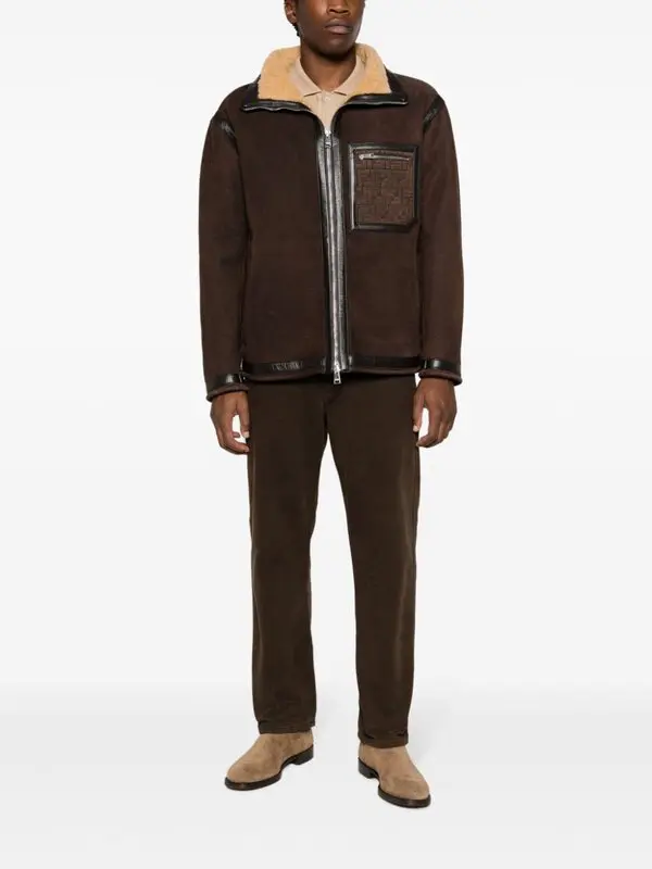 Fendi Logo-embossed Shearling Jacket