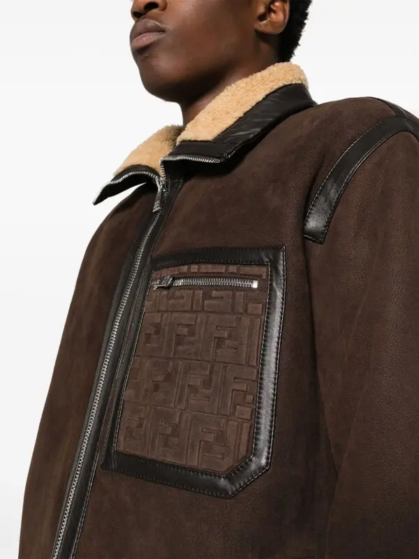Fendi Logo-embossed Shearling Jacket
