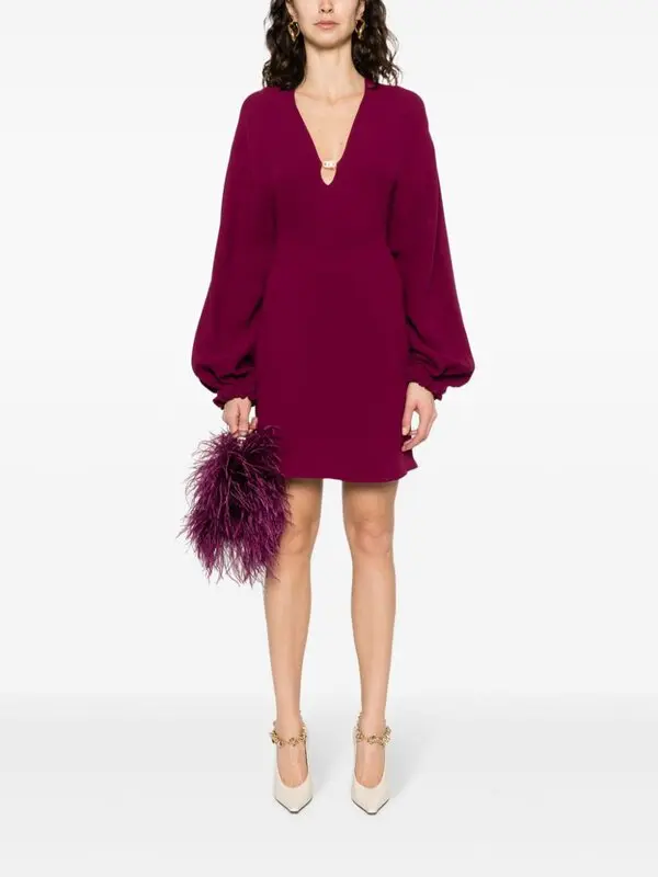 Fendi Cady Silk Minidress With Logo Plaque - Red