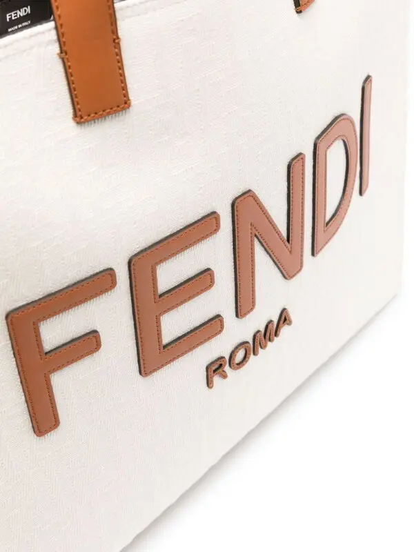 Fendi Jacquard-logo Canvas Tote - Neutrals