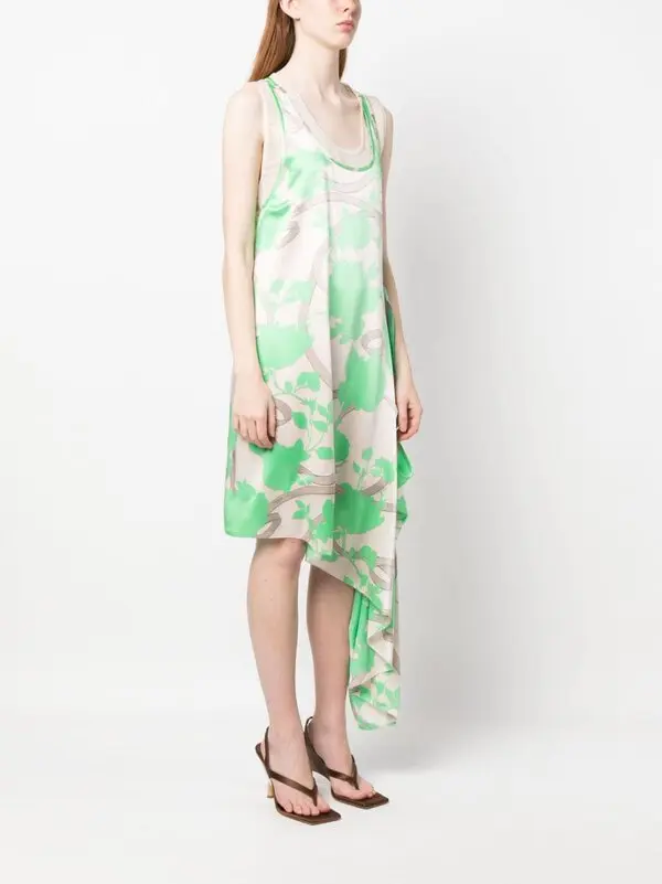 Fendi Floral-motif Draped Silk Dress - Neutrals