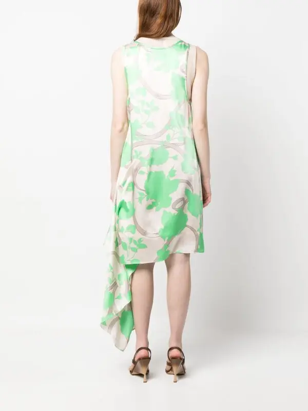 Fendi Floral-motif Draped Silk Dress - Neutrals