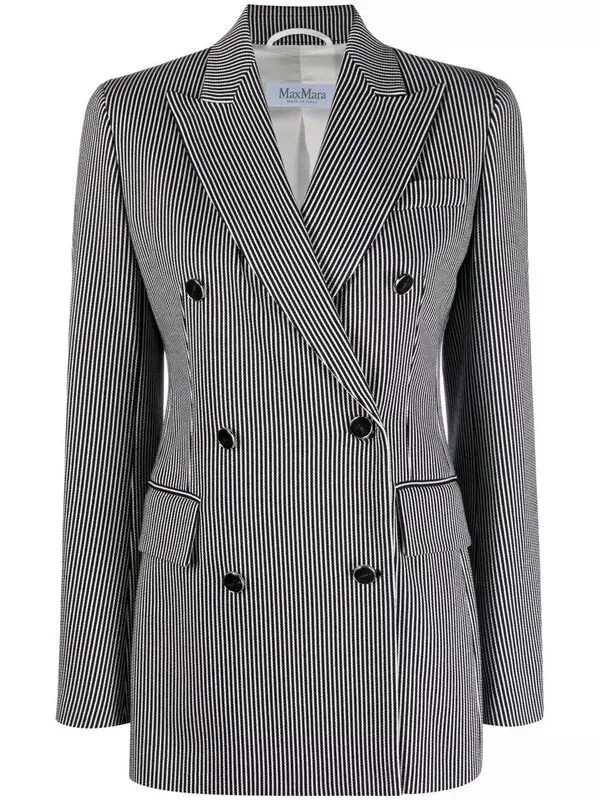 Max Mara Peak-lapel Striped Blazer - Black
