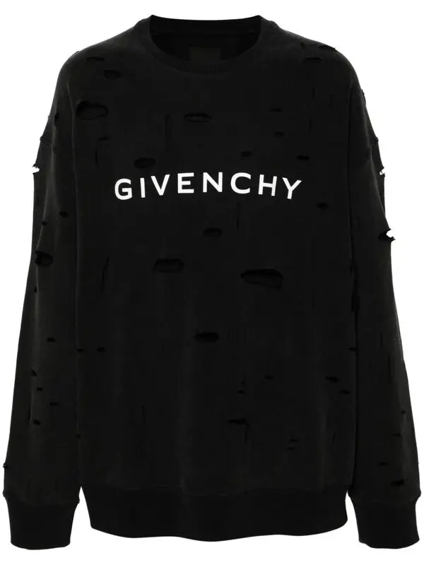 Givenchy Archetype Ripped Cotton Sweatshirt In Black - 53% Off