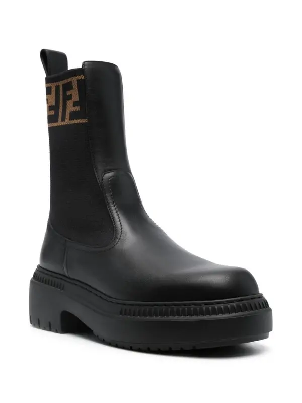Fendi Domino Leather Ankle Boots