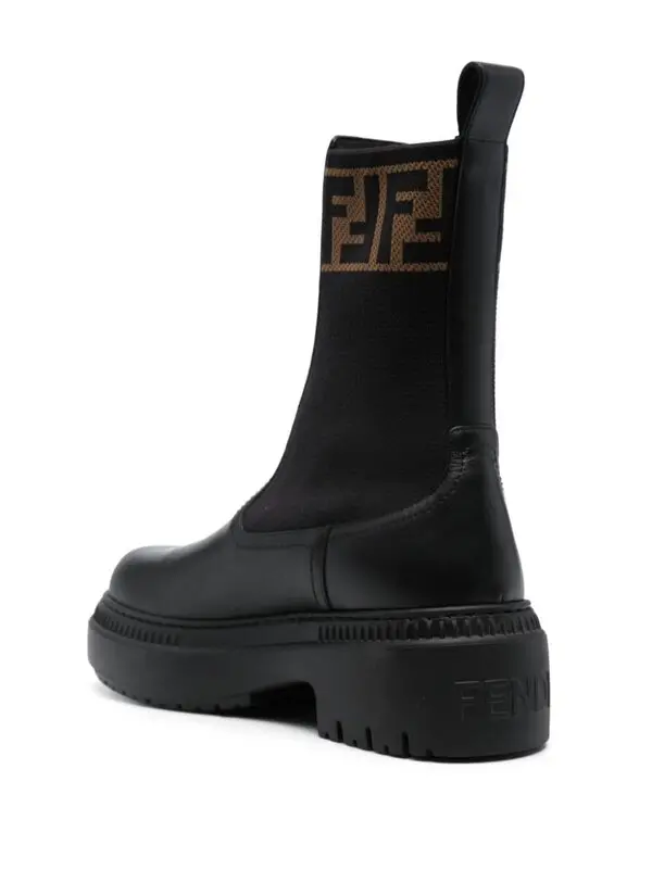 Fendi Domino Leather Ankle Boots