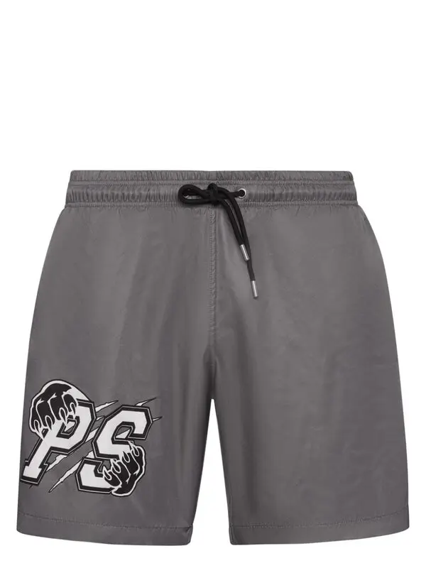 PLEIN SPORT Logo-print Swim Shorts - Grey