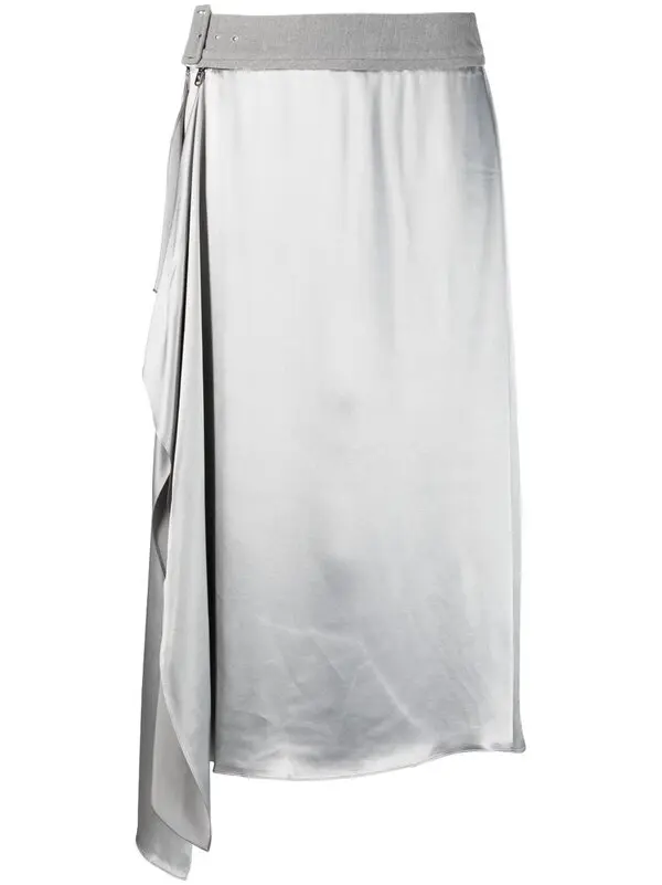 Fendi Satin-finish Midi Skirt - Silver