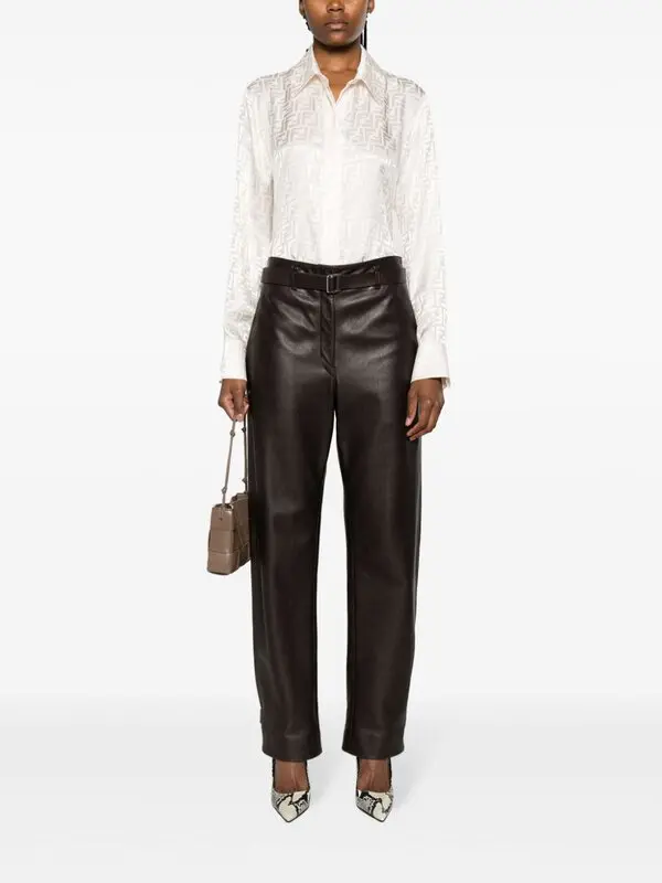Fendi Ff-jacquard Silk Shirt - Neutrals