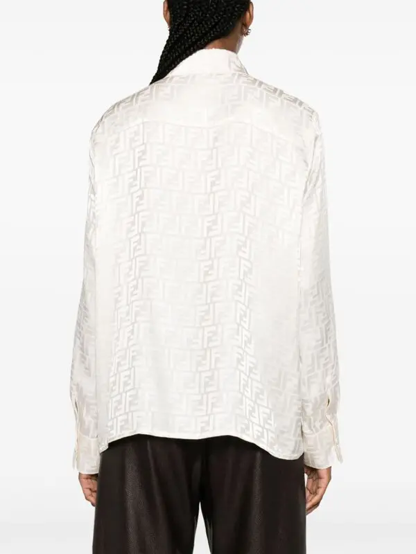 Fendi Ff-jacquard Silk Shirt - Neutrals
