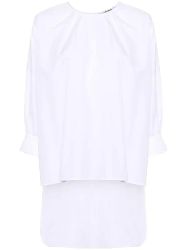 Max Mara Pleated Crew-neck Blouse