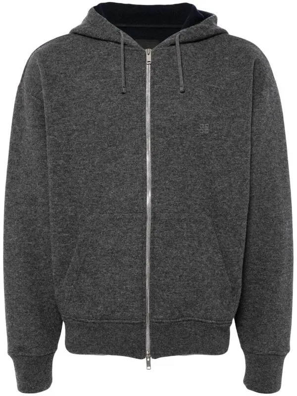 Givenchy Embroidered Logo Zip-up Hoodie