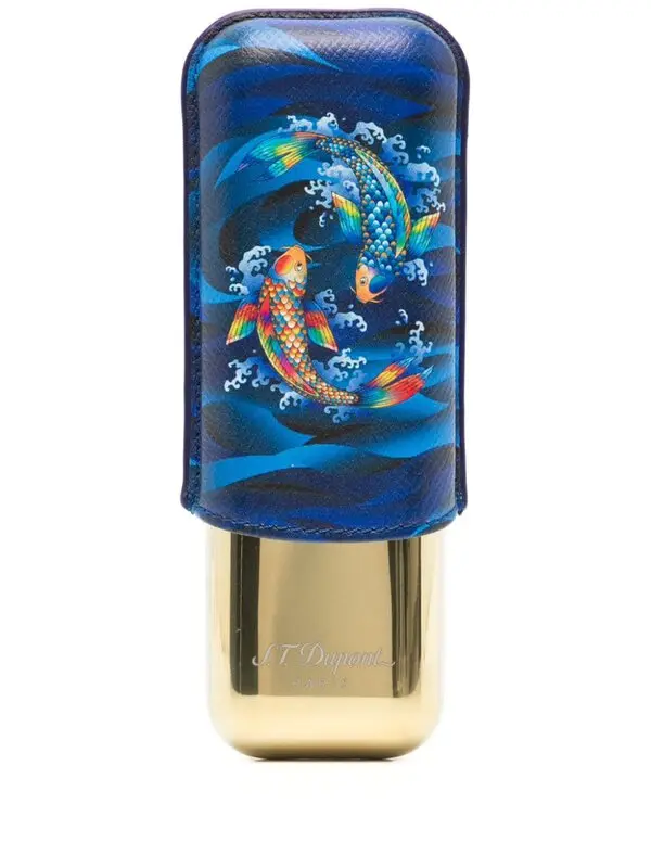 S.t. Dupont Koi Fish-print Leather Cigar Case