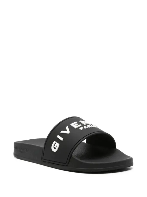 Givenchy Embossed Logo Slides - Black
