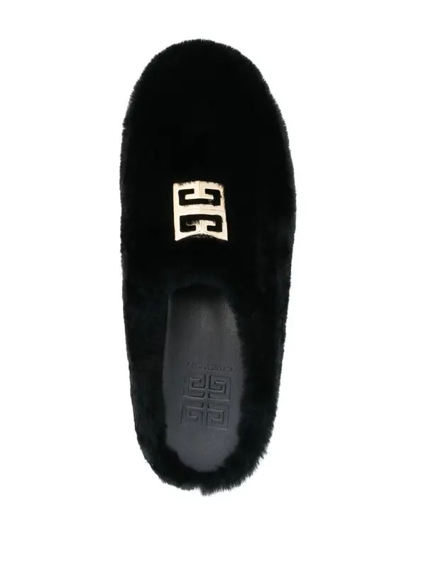 Givenchy Logo-plaque Shearling Slides