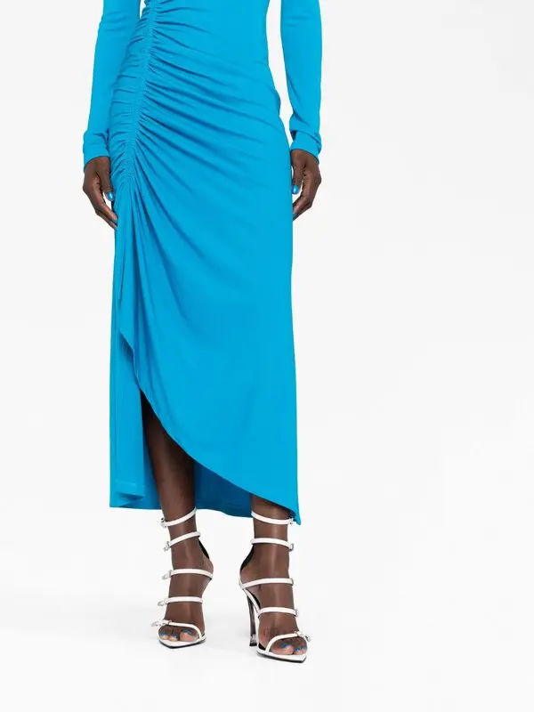 Givenchy Long-sleeve Draped Maxi Dress - Blue