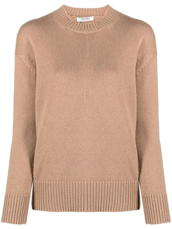 Max Mara Round-neck Wool-blend Jumper - Brown