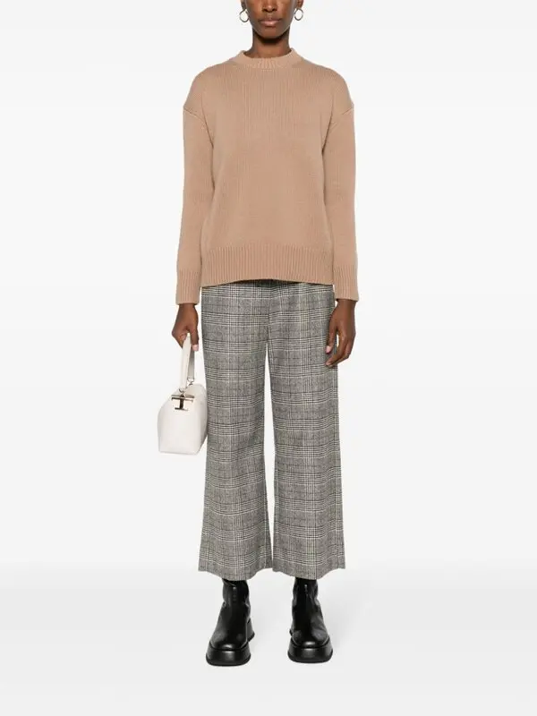 Max Mara Round-neck Wool-blend Jumper - Brown