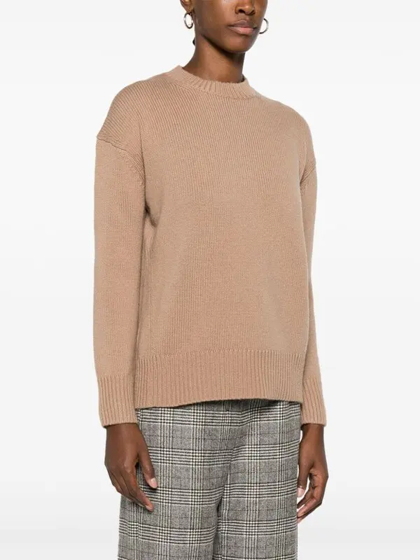 Max Mara Round-neck Wool-blend Jumper - Brown